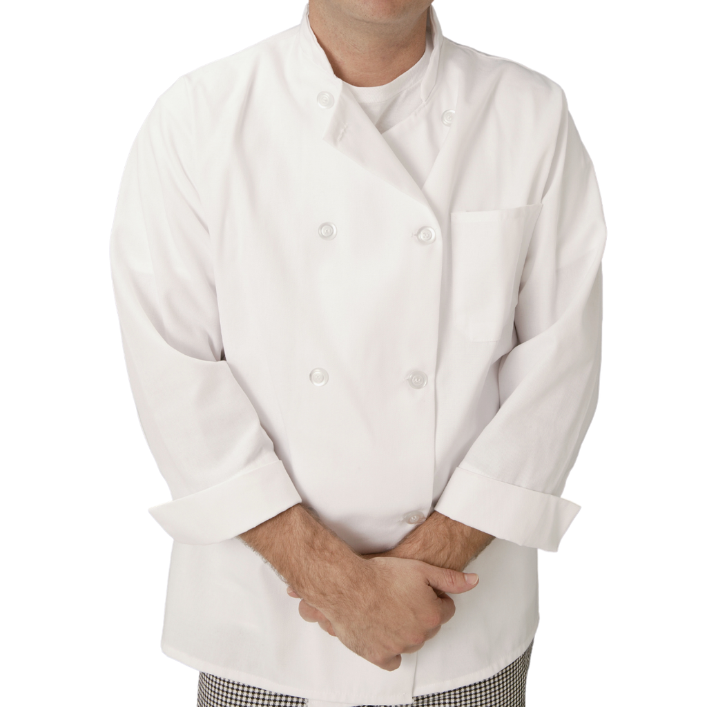 Chef Jacket Basic Full Sleeves Coat in White Color | Zahid Hakeem Uniforms & Textiles LLC